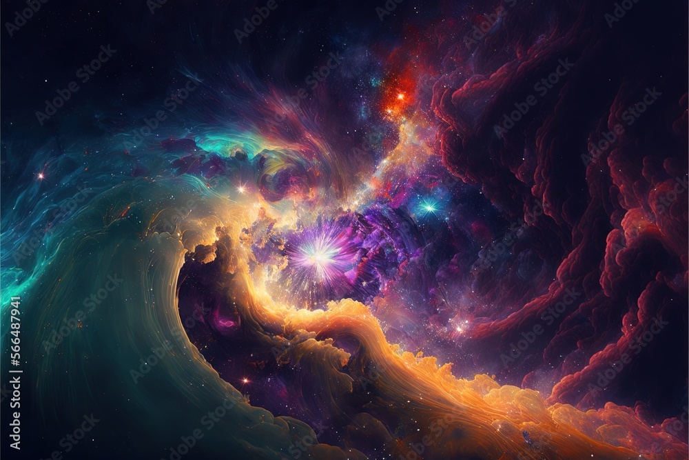 Space nebula panorama, equirectangular projection, environment map ...