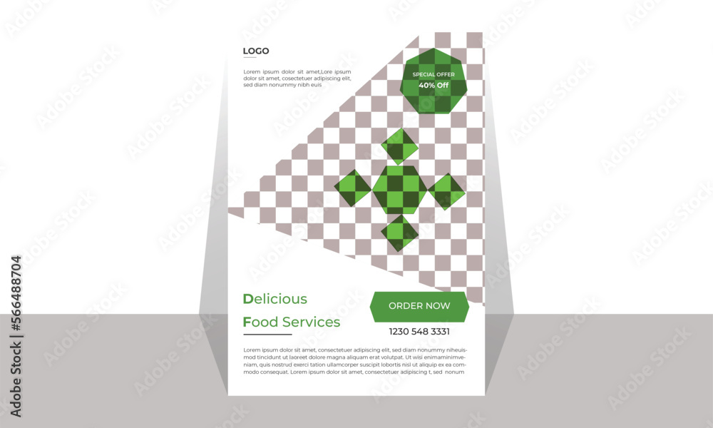 Food flayer templates. with editable element and green, white color ...