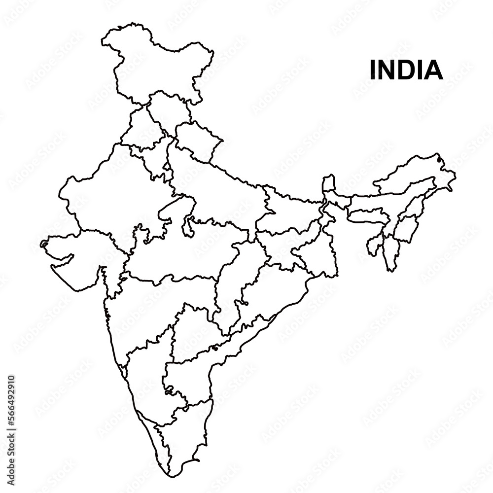 High resolution transparent outline map of India Stock Illustration ...