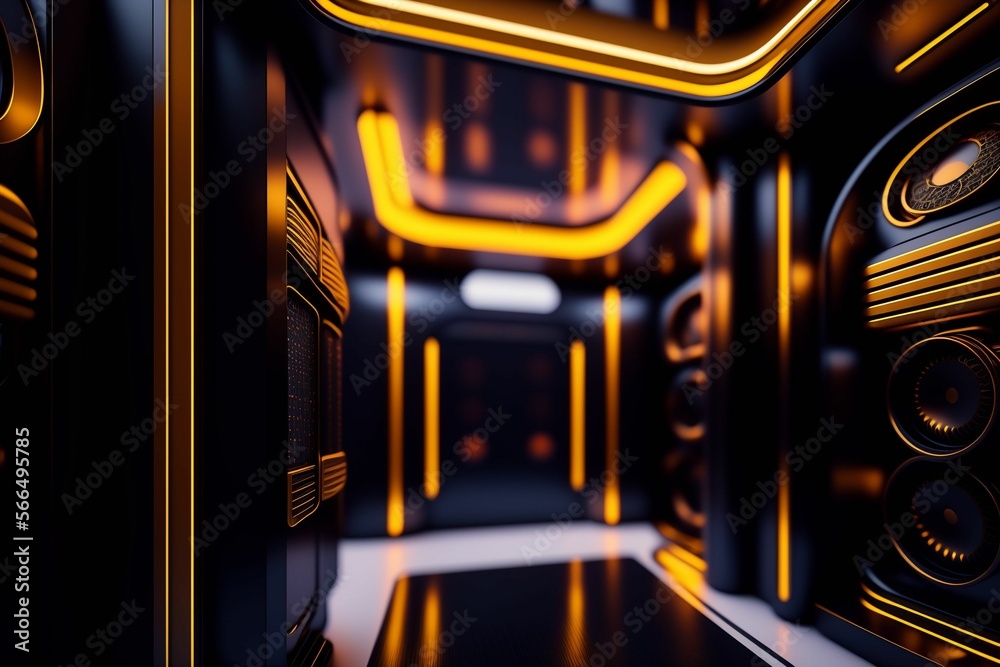 Tunnel Corridor space base, Reflective Floor Texture Metallic Cyberpunk ...