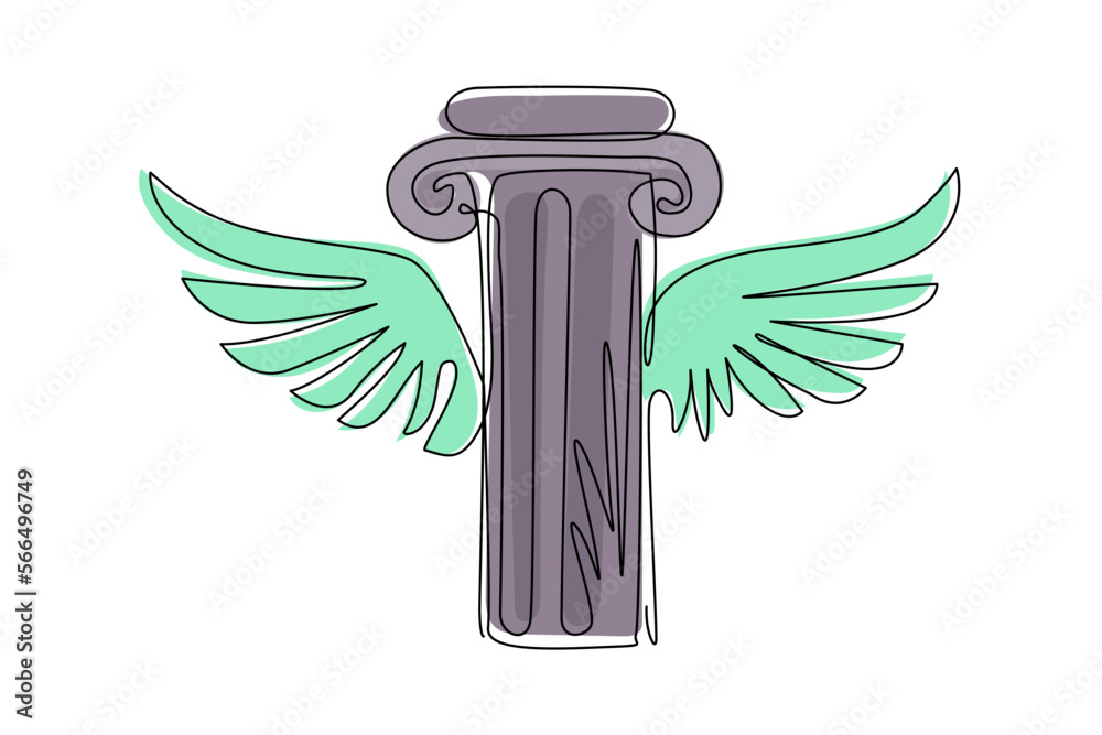 Single one line drawing pillar wing flat logo template ready for use ...