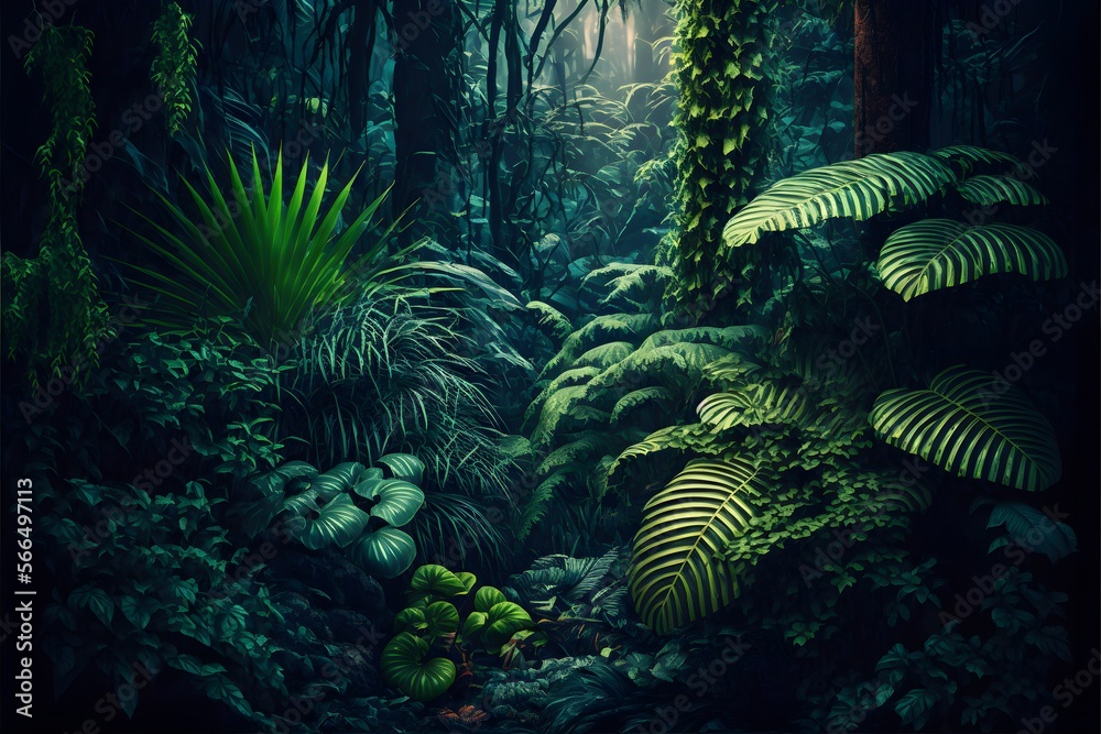 create a dense jungle scene hyper realistic high octane hyper realistic ...