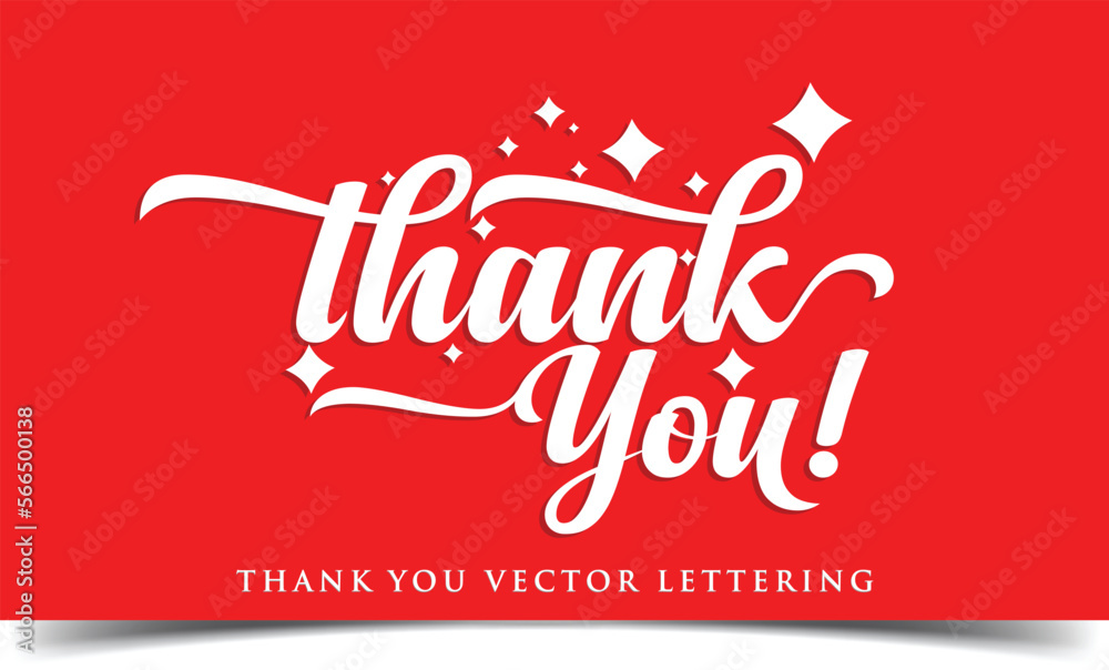 Thank you for lettering text handwriting calligraphy isolated on red ...