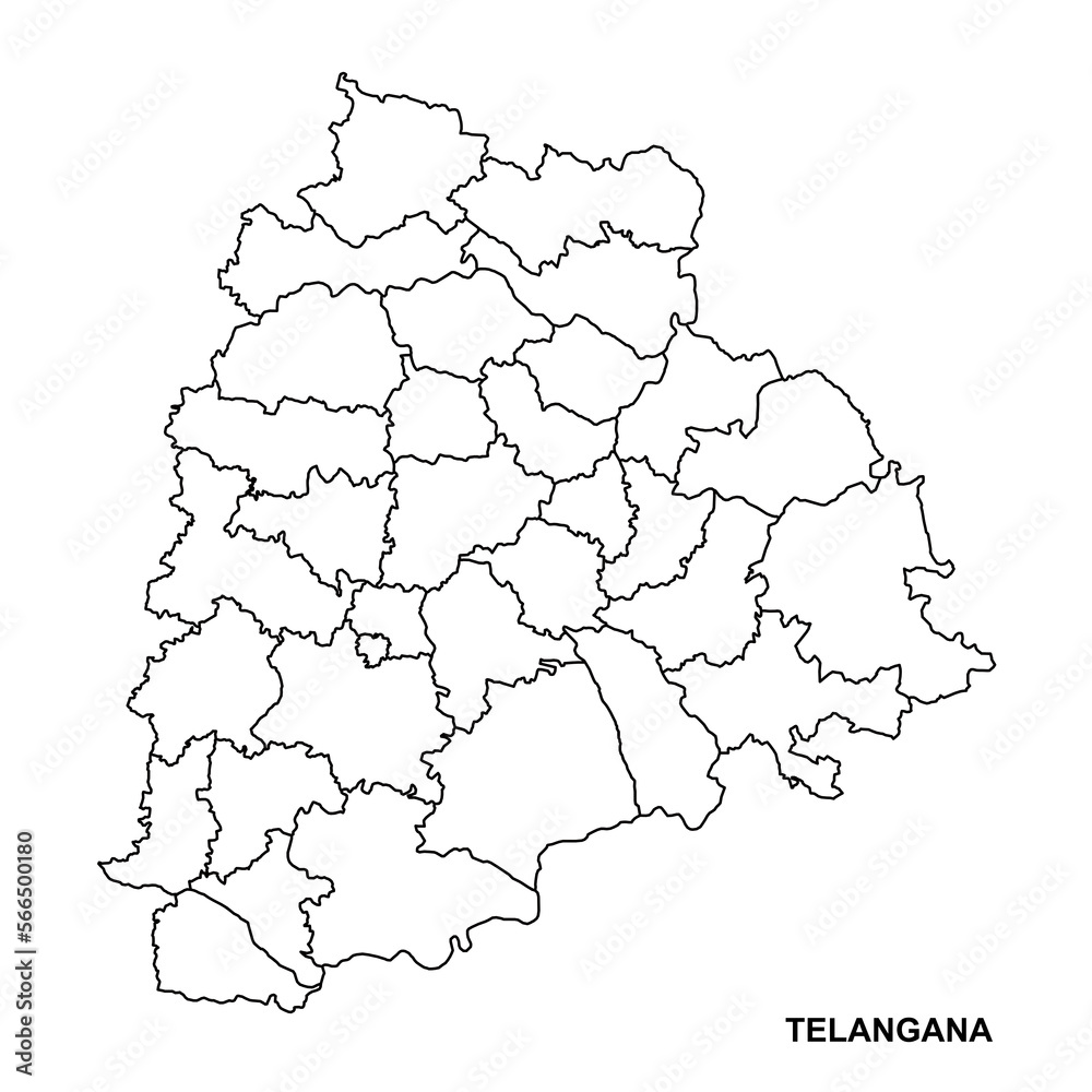 High resolution transparent map of Indian state Telangana Stock ...