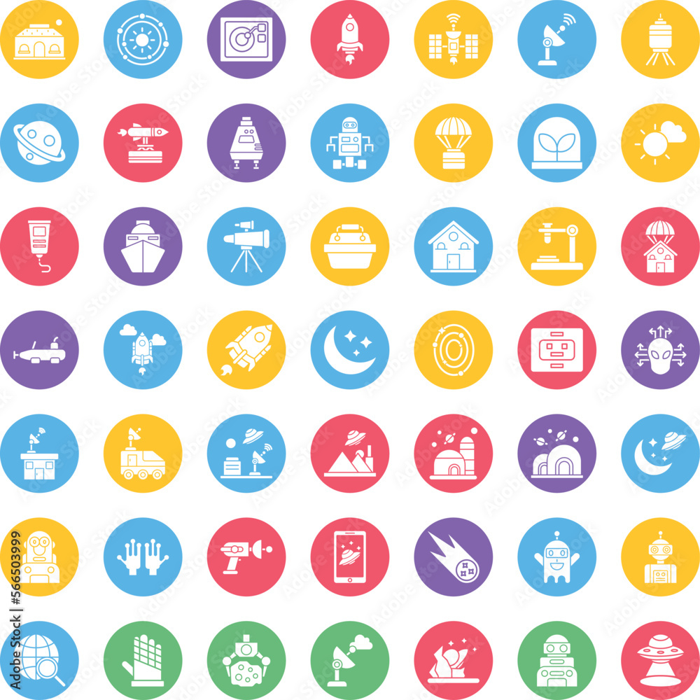 Space and astronomy icons set, space vector icons, space icons set ...