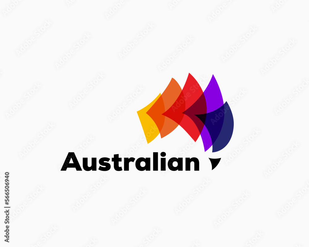 colors paper fly forming australian map logo symbol design template ...