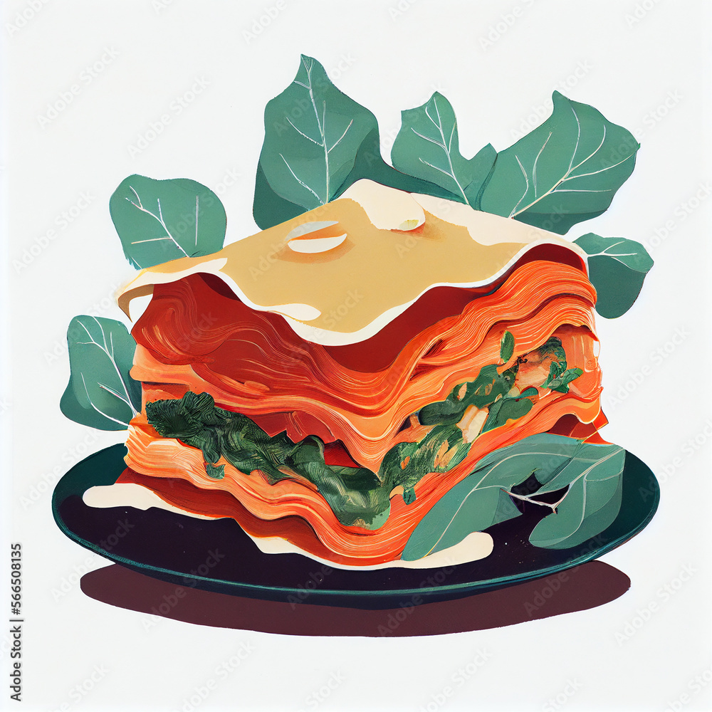 Cartoon lasagne illustration. generative ai Stock Illustration | Adobe ...