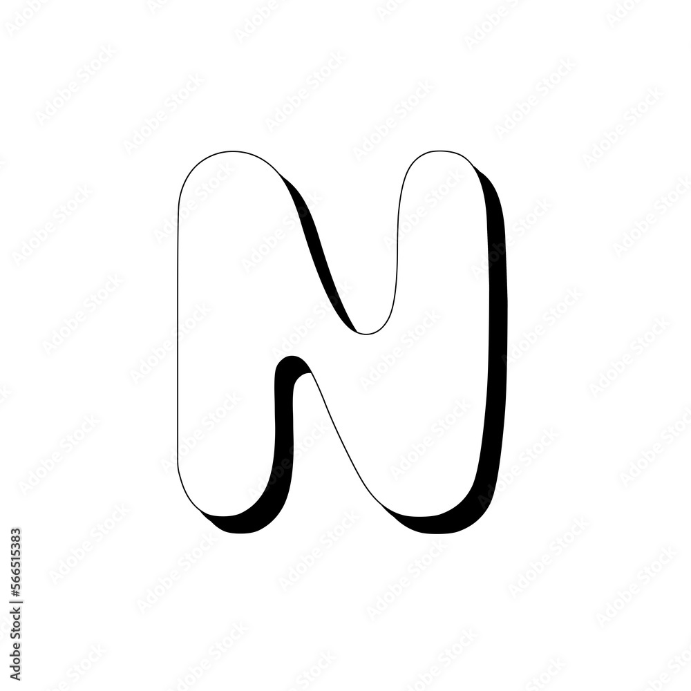 Hand drawn doodle uppercase letter N. Capital letters modern design ...