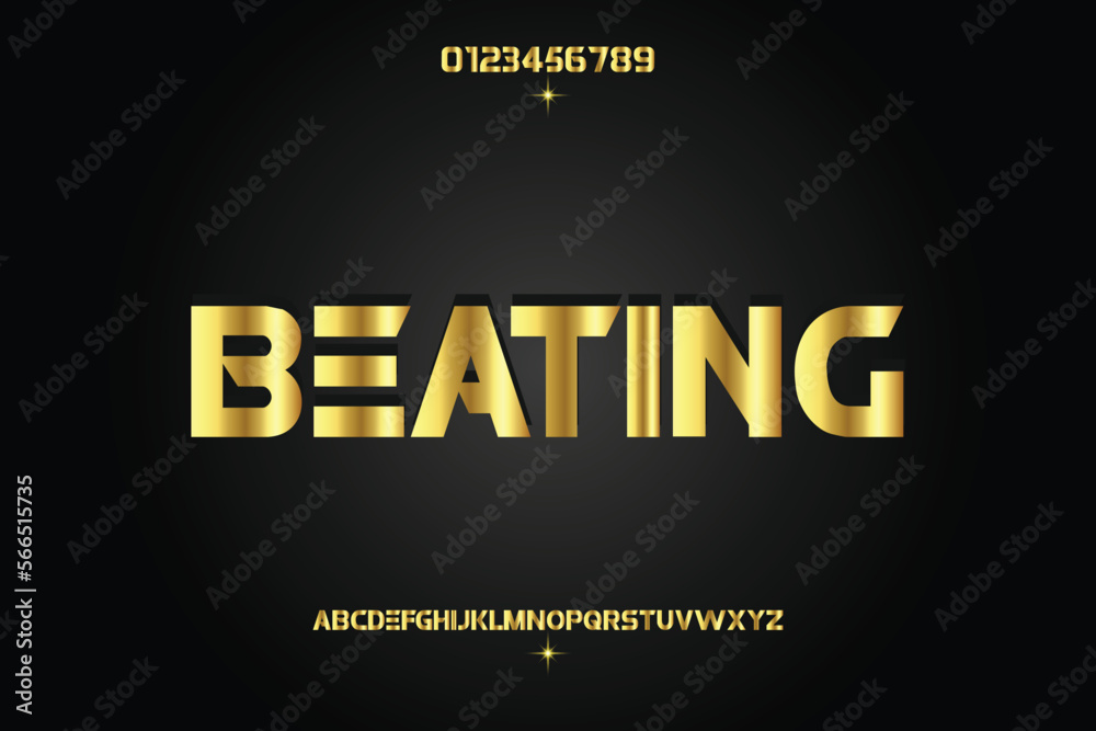 Beating elegant golden alphabet letters font set. Classic Custom gold ...