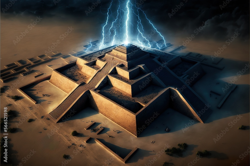 Great Ziggurat of Ur as a power conduit, alien power plant Stock ...