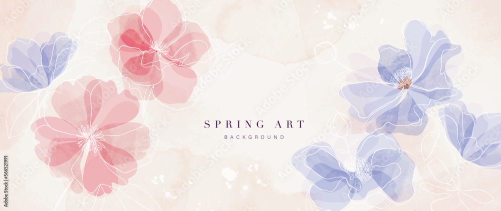 Abstract spring floral art background vector illustration. Watercolor ...