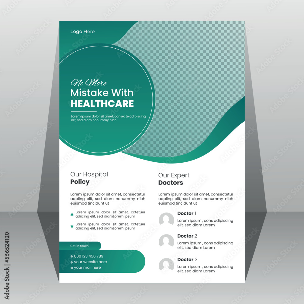 Corporate healthcare and medical cove A4 flyer design template for ...
