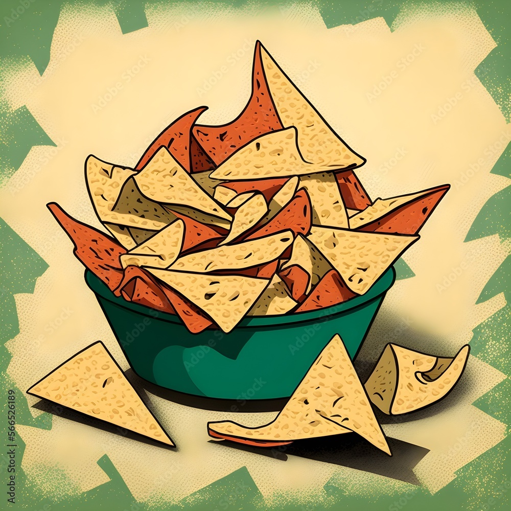 Cartoon illustration of a bowl of tortilla chips Stock Illustration ...