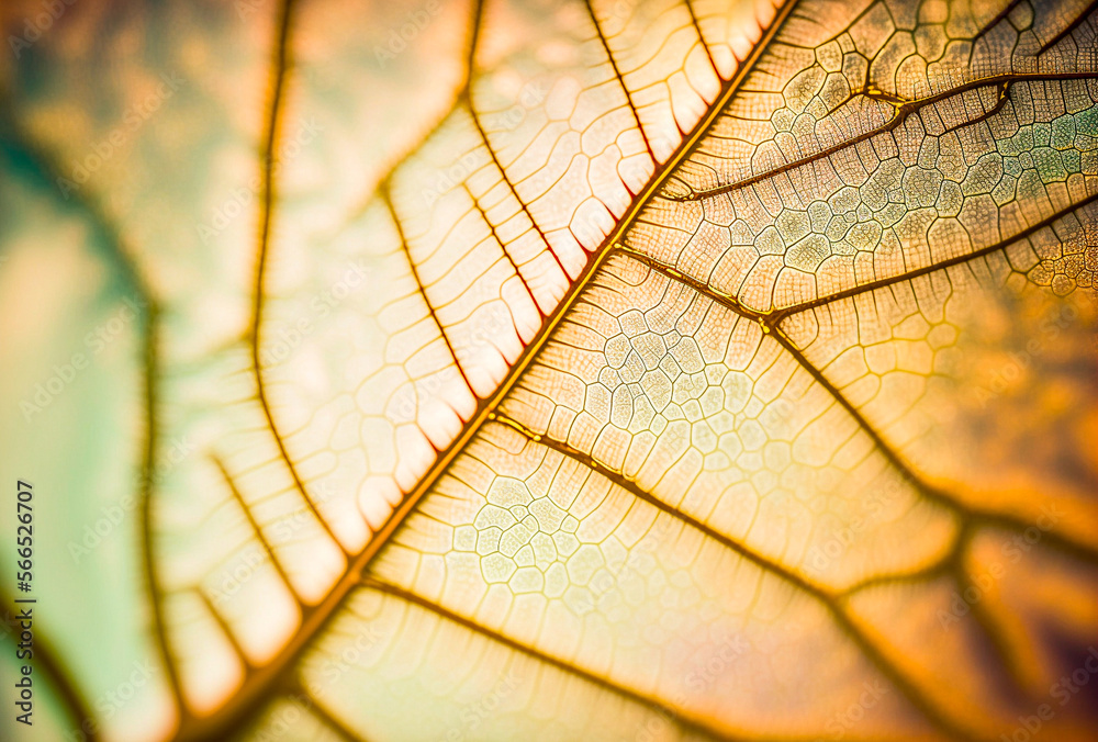 leaf texture pattern, leaf background with veins and cells macro ...
