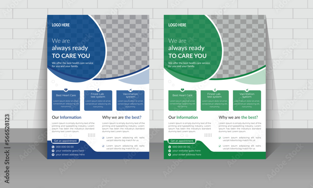 Medical Flyer Template Design. Corporate healthcare Flyer Layout with ...