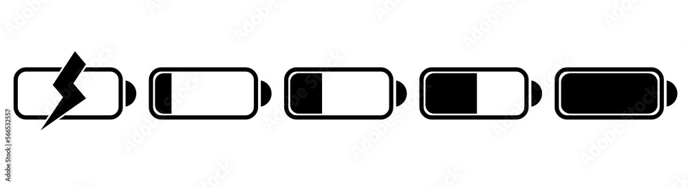 Battery charger icons set. Battery charging icons on transparent ...