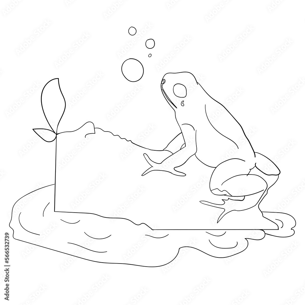 colorable vector frog line art. perfect for picture books. easy edit ...