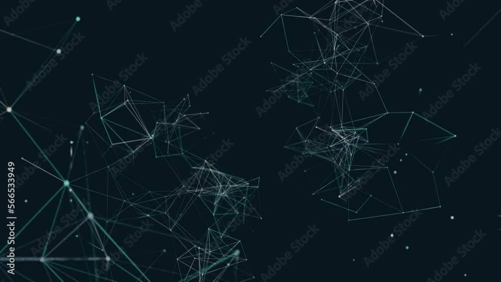 Animation of weaving lines. Chaotic movement of particles connected by ...