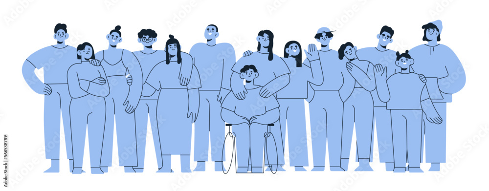 Abstract people together, group portrait. Inclusive society, social ...