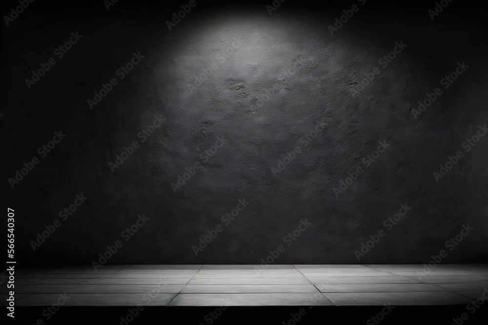 Dark, black background. Panoramic studio backdrop. Monochromatic screen ...