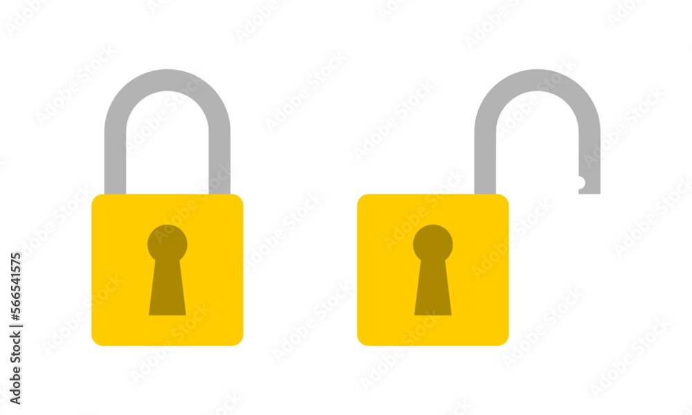 Yellow padlock key vintage keyhole lock and unlock drawing doodle icon ...