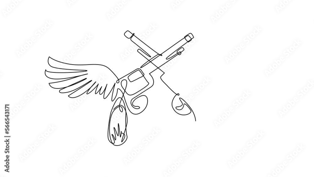 Animated self drawing of single continuous line draw two cowboy ...