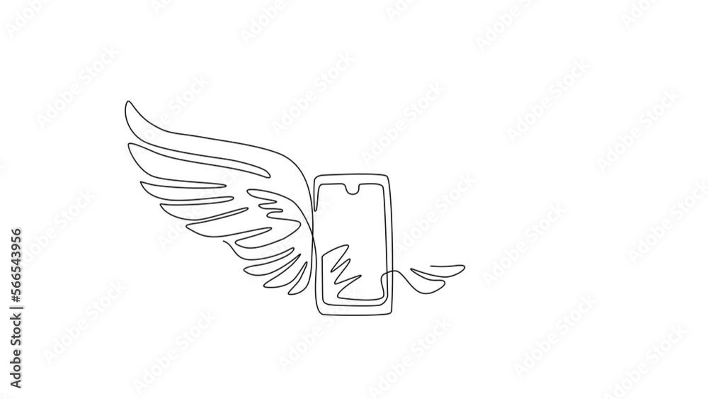 Animated self drawing of continuous line draw new smart mobile phone ...