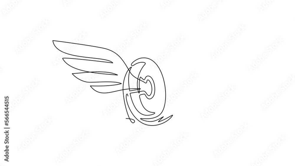 Vidéo Stock Self drawing animation of single line draw wheel with wings ...