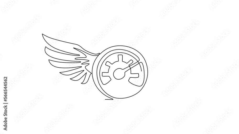 Self drawing animation of single line draw speedometer with wings ...