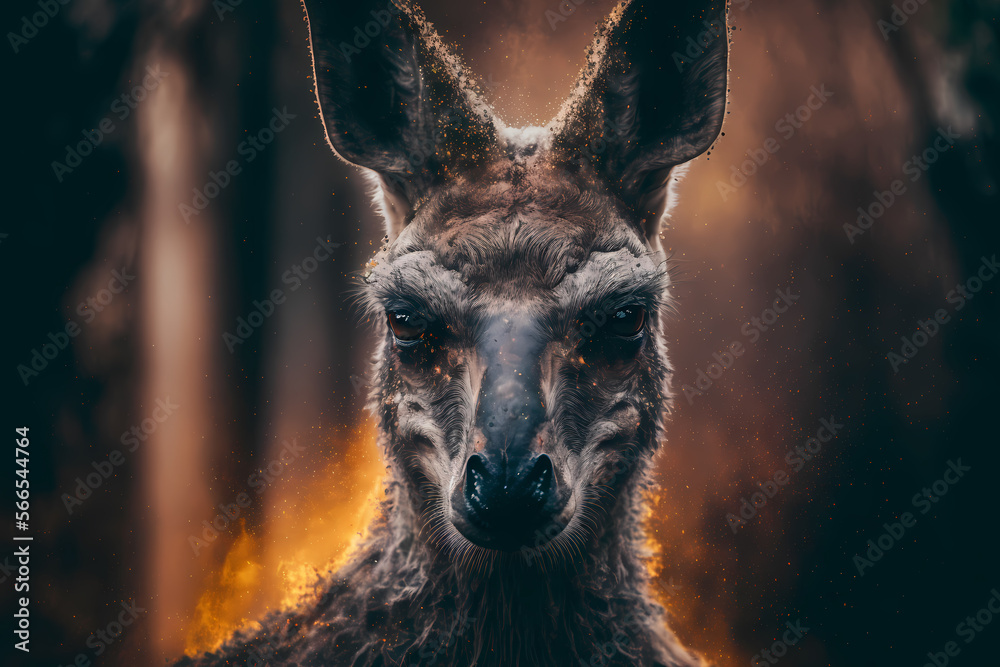 Burning forest Australia due to drought and bonfire from people. Face ...