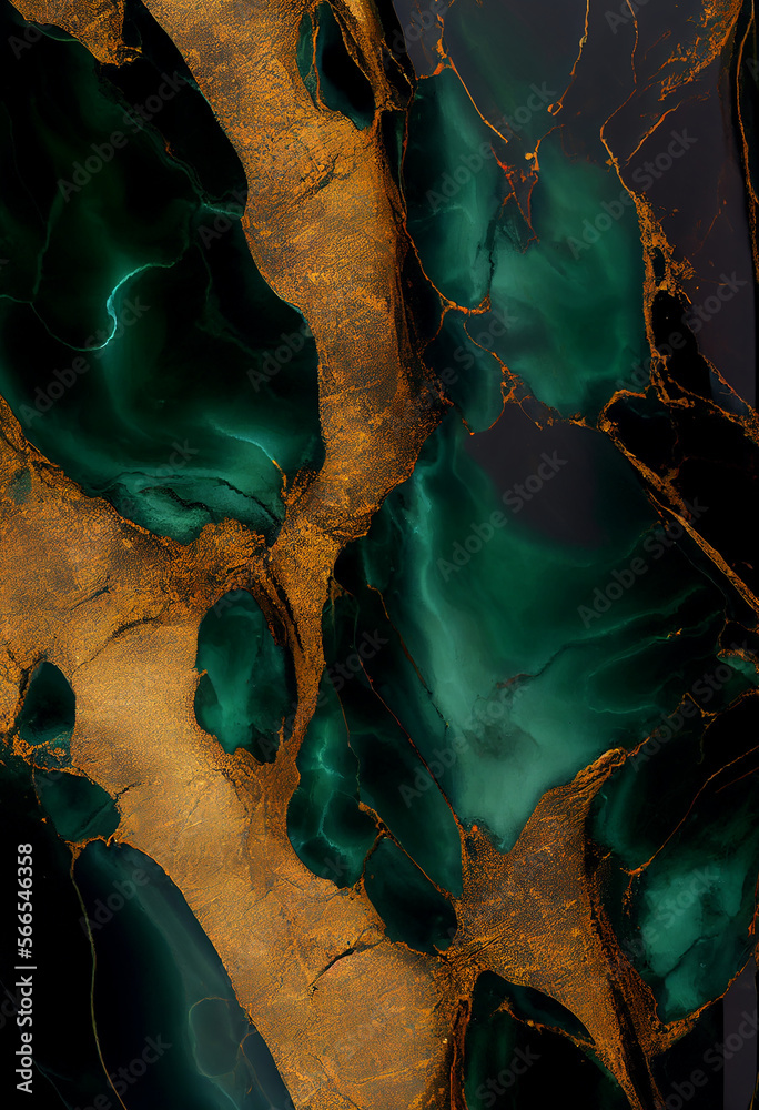 Abstract green marble pattern texture design with golden veins ...