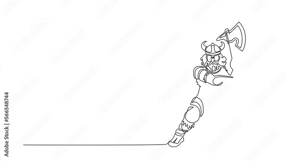 Vídeo do Stock: Animated self drawing of continuous line draw viking ...
