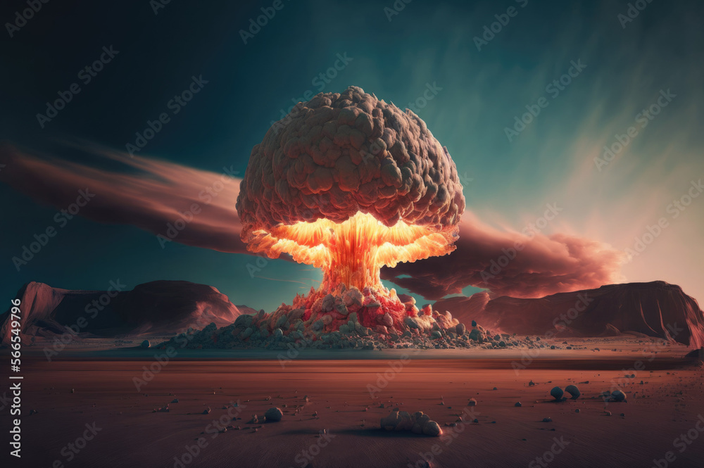 Ilustrace „Artificial Intelligence generated image of an atomic bomb ...