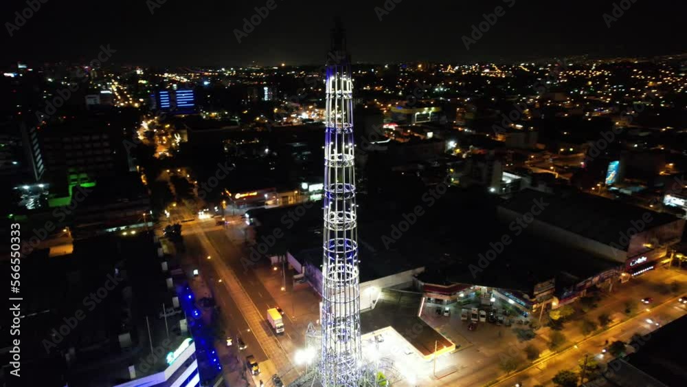 A breathtaking drone video circling the impressive tower of the ...
