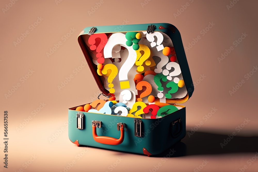 suitcase with a bunch of question marks around it Generative AI Stock ...