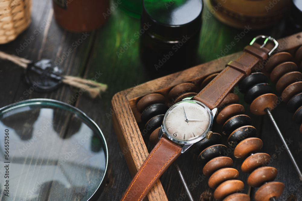 Vintage men's Omega dress watch with white dial and brown leather strap ...
