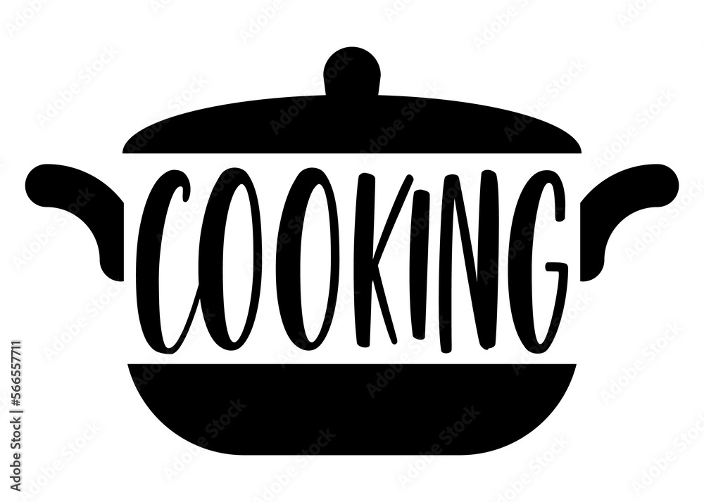 Logo restaurante. Letras de la palabra cooking con forma de silueta de ...