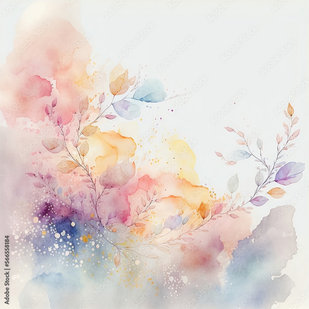 Floral watercolor background for posts, cards or posters with space for ...