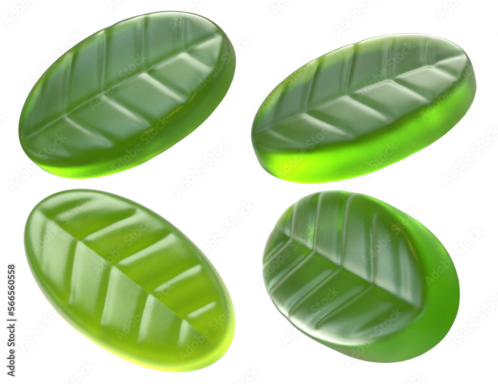 shape of leaf jelly gummy candy. Isolated background. 3d illustration ...