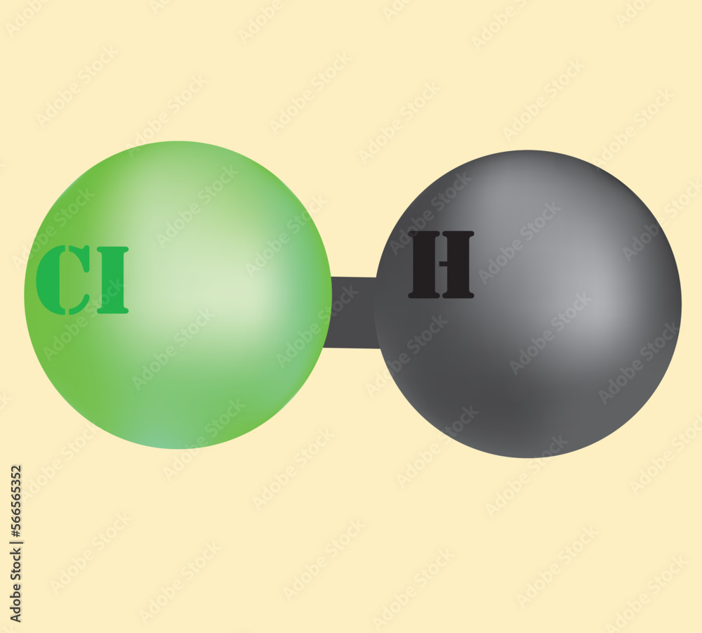Chemical Molecular formula of hydrochloric acid Stock Vector | Adobe Stock
