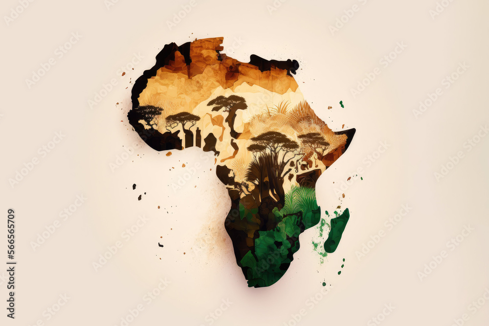 Illustration of the map of the African continent filled with colors ...