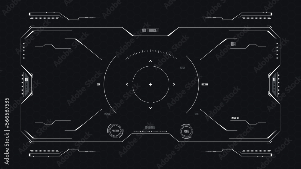 Spaceship target HUD interface concept. Futuristic GUI interface for drone, game, VR. Stock ...