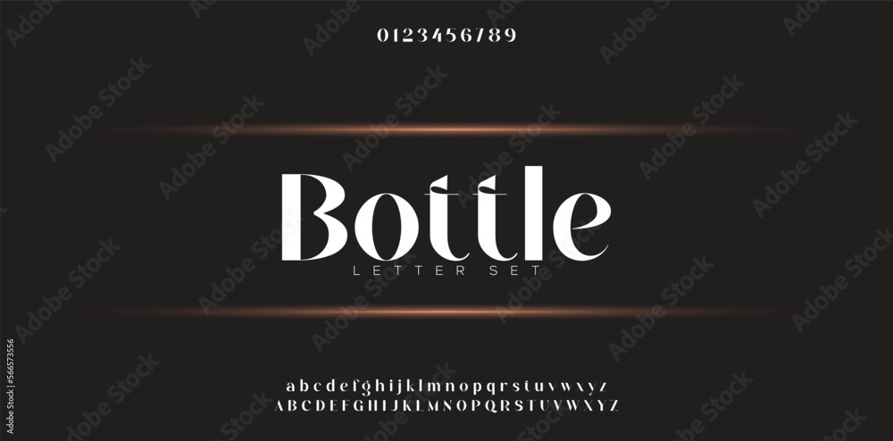 BOTTLE Luxury letter fonts and alphabet set. Modern tech typeface ...
