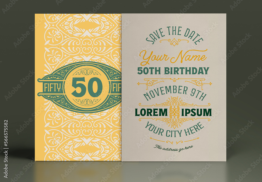 Vintage Happy Birthday Poster Layout Stock Template | Adobe Stock