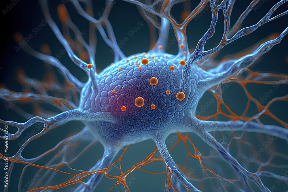 Macro shot with depth of field of a brain cell, as part of a neural ...