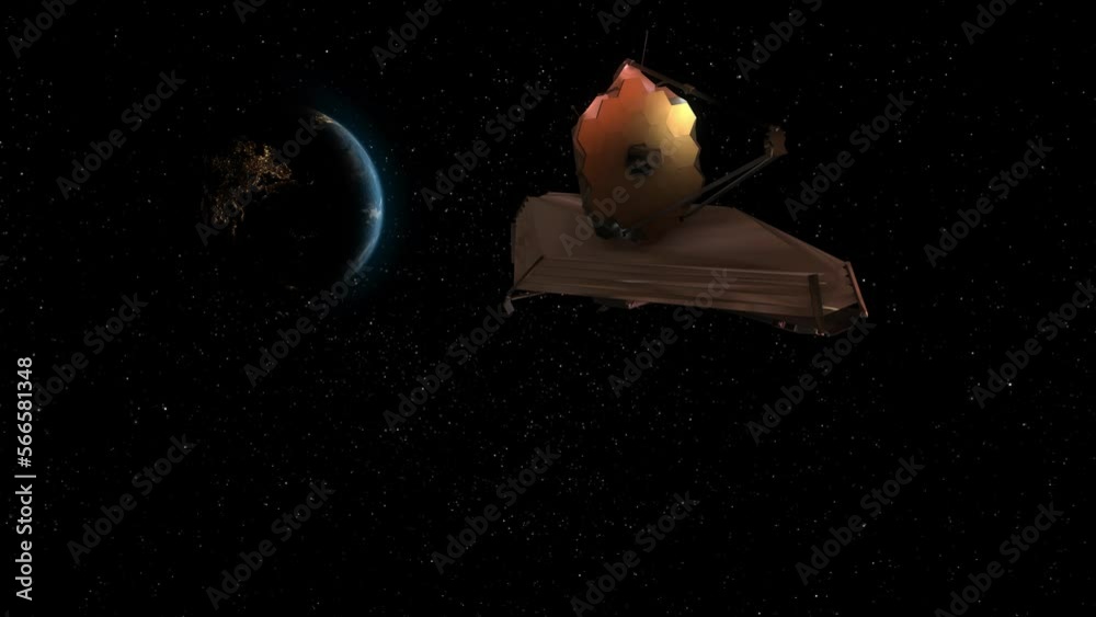 James Webb Space Telescope JWST Moving Towards and Past Camera with ...