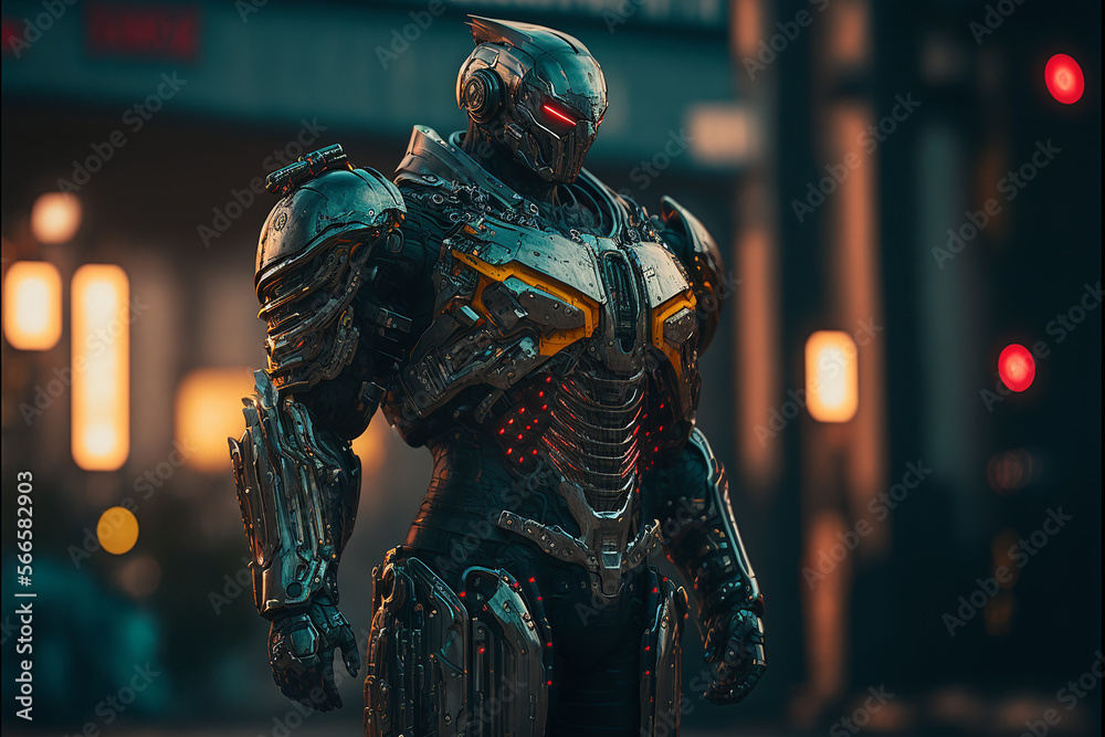 Robot Cyberpunk 2077. Generative AI, Generative, AI. Stock Illustration ...