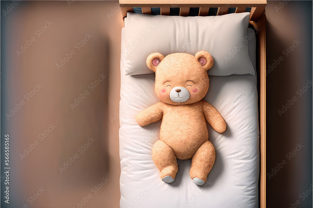 Sweet Dreams A Cozy Illustration of a Teddy Bear Sleeping in Bed Stock ...