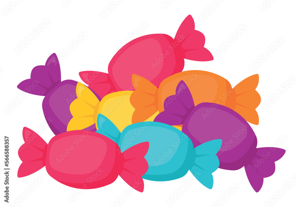 Colorful Sweet Candies Icon Animated Cartoon Vector Illustration Stock ...