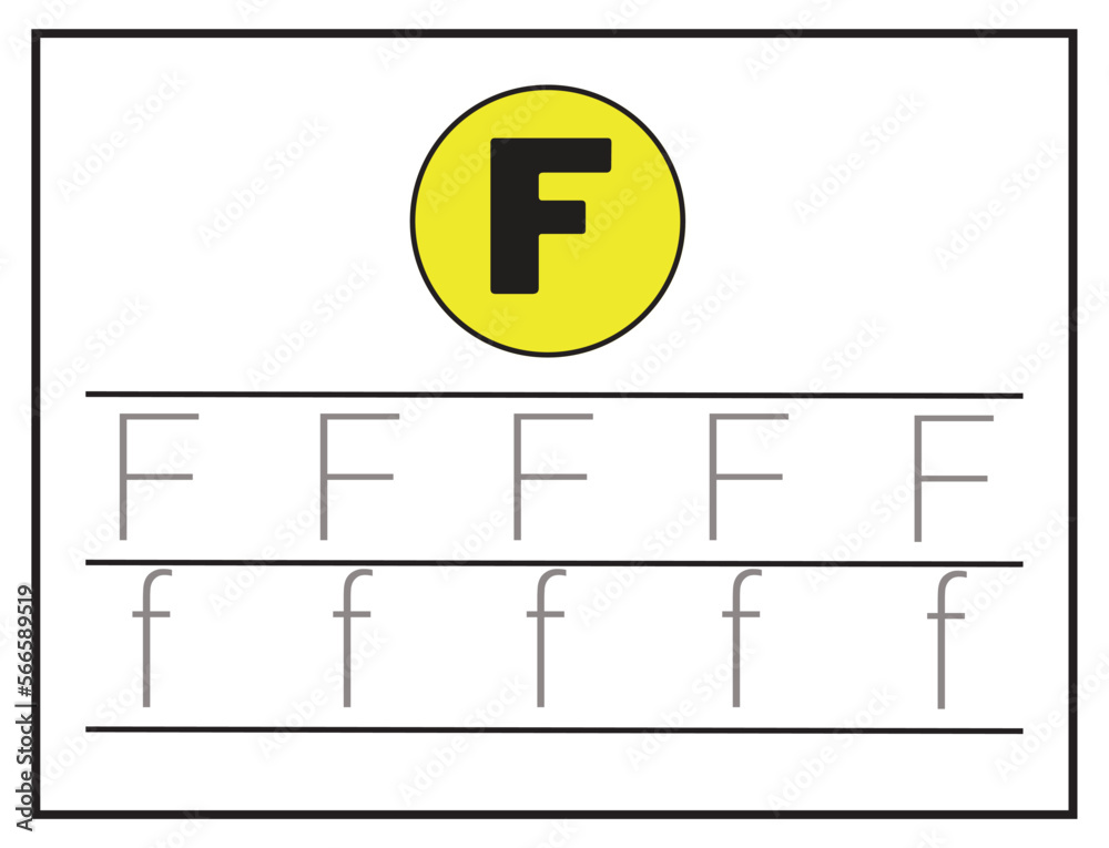 Trace letters F uppercase and lowercase. Alphabet tracing practice ...